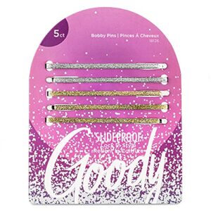 goody holiday ball enameled bobby pin set – 5 count, silver and gold – hair accessories for men, women, boys and girls to style with ease and keep your hair secured – for all hair types