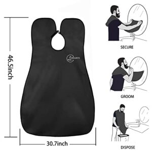 Apron for Anti Beard falling & Trimounts Beard Bib for Men,Waterproof Non-Stick Beard Hair Catcher Beard Apron - Anti Stick Beards,with 4 Strong Suction Cups,Best Gifts for Boyfriend or Husband BLACK