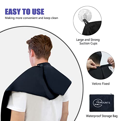 Apron for Anti Beard falling & Trimounts Beard Bib for Men,Waterproof Non-Stick Beard Hair Catcher Beard Apron - Anti Stick Beards,with 4 Strong Suction Cups,Best Gifts for Boyfriend or Husband BLACK