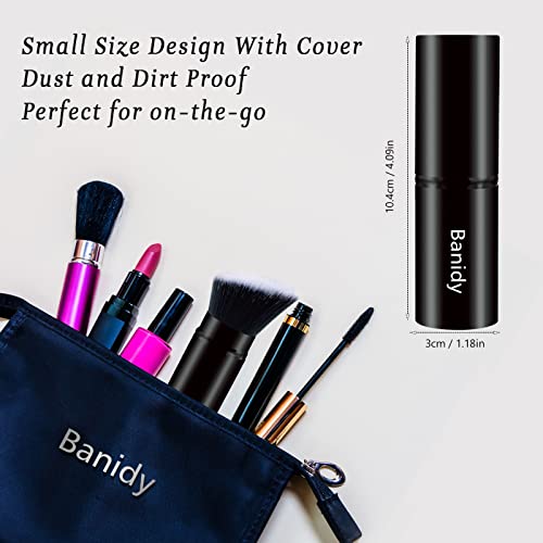 Makeup Brush Kabuki Brushes Retractable Banidy Travel Face Blush Brush Kabuki Brush Portable Powder Brush Foundation Brush with Cover for Powder Blush, Bronzer, Buffing, Flawless Powder Cosmetics