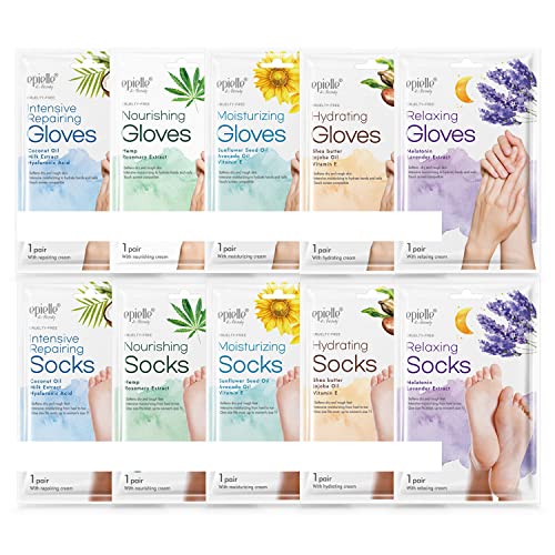 epielle New Moisturizing Socks and Gloves for Hand and Foot Care | Assorted 10 Pairs (5 Gloves & 5 Socks) Stocking Stuffers!!