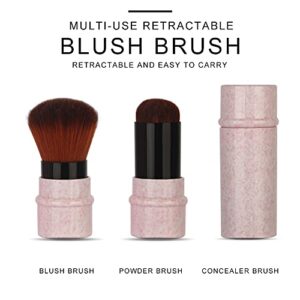 RN BEAUTY Retractable Kabuki Brushes Powder Brush Foundation Brush Blush Brush Face Blender Mineral Blending Buffing Concealer Brush Makeup Brush Portable With Cover - Pink