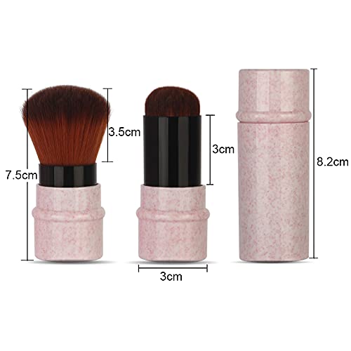 RN BEAUTY Retractable Kabuki Brushes Powder Brush Foundation Brush Blush Brush Face Blender Mineral Blending Buffing Concealer Brush Makeup Brush Portable With Cover - Pink