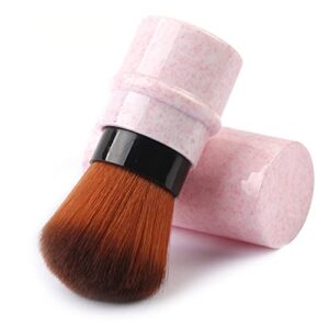 RN BEAUTY Retractable Kabuki Brushes Powder Brush Foundation Brush Blush Brush Face Blender Mineral Blending Buffing Concealer Brush Makeup Brush Portable With Cover - Pink