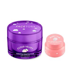 facetory cloud velvet sleeping mask + berry jam sleeping mask