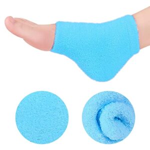 Moisturizing Gel Heel Sleeves - 2 Pairs Gel Lined Fuzzy Toeless Spa Socks for Cracked Heels, Dry feet While You Sleep