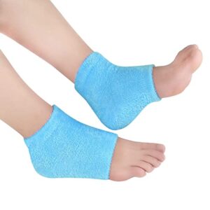 Moisturizing Gel Heel Sleeves - 2 Pairs Gel Lined Fuzzy Toeless Spa Socks for Cracked Heels, Dry feet While You Sleep