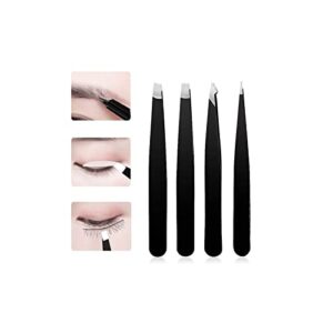 4-piece eyebrow clip beauty tweezers set, professional stainless steel tweezers, precision stainless steel kit for ingrown hair eyebrows facial hair splinter and eyelashes