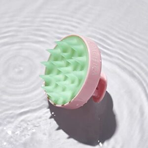 Pacifica Beauty | Clarifying Shampoo Brush | Exfoliating Scalp Massager | Flexible Silicone Brushes | Ergonomic Handle | Hair Care / Scalp Care | Waterproof | Pink + Green | Vegan