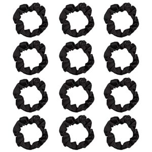 12pcs satin hair scrunchies, black scrunchies hair ties elastic hair bands ponytail holder hair accessories for women girls gifts