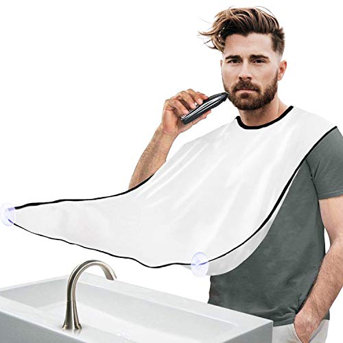 GIIOASA Beard catcher, beard bib apron for men, Non-Stick Beard Cape for Trimming, Beard Apron, Cape for Men Shaving, Gifts for Men (A37-White)