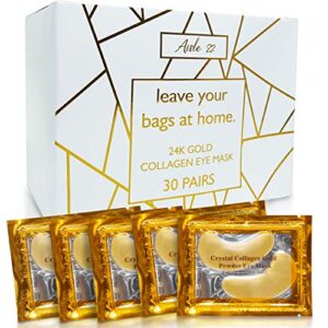 30 pairs under eye patches – 24k gold eye mask – under eye mask for dark circles under eye treatment for women – collagen gold eye masks for dark circles and puffiness – under eye bags treatment