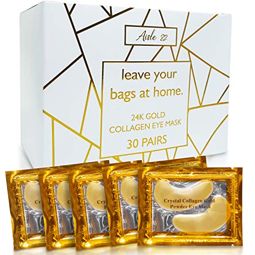 30 Pairs Under Eye Patches - 24K Gold Eye Mask - Under Eye Mask for Dark Circles Under Eye Treatment for Women – Collagen Gold Eye Masks for Dark Circles and Puffiness - Under Eye Bags Treatment