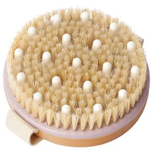 mainbasics dry body brush exfoliating body scrubber – boar bristles & massage nodules for dry skin, blood circulation, cellulite treatment, and lymphatic drainage