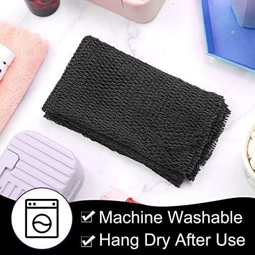 African Long Bathing Net Sponge Long Net Shower Body Scrubber Back Scrubber Skin Smoother Net Bathing Sponge for Daily Use or Stocking Stuffer (Black)