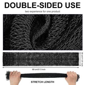 African Long Bathing Net Sponge Long Net Shower Body Scrubber Back Scrubber Skin Smoother Net Bathing Sponge for Daily Use or Stocking Stuffer (Black)