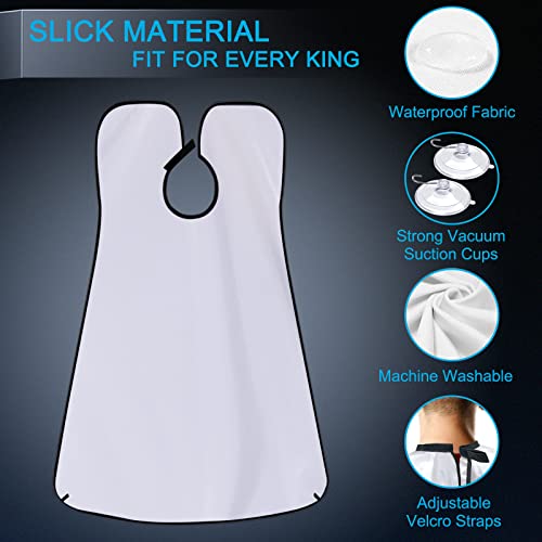 Beard Bib, Beard Catcher, Men's Non-Stick Material Beard Apron, for Styling and Trimming, One Size Fits Everyone (White)