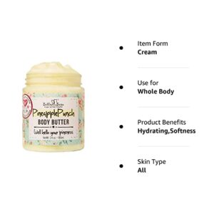 Bella & Bear Pineapple Body Butter, Hydrating Formula - Vegan Travel Size, 3.4oz' (3.4 oz)