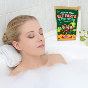 Elf Farts Bath Salts Soak - Unique Holiday Gag Gift for Kids - Funny Christmas Bath Gifts for Teens - Jolly and Bright Unisex Lavender Stocking Stuffers Men