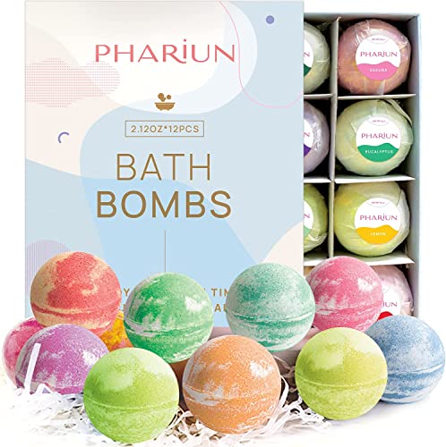 Shower Bombs, Natural Fresh 12 Kinds of Aromatherapy Fragrances Shower Bath Bomb with Plant Essential Oils and Dry Flower, 12 Count Big for Women and Men