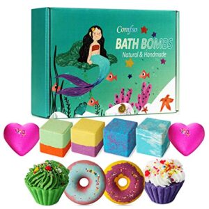 10 bath bombs for kids, bath bomb gift set, natural bubble bathbombs, shea butter dry skin moisturize, fizzy spa bath for her mom women kids girls girlfriend, birthday christmas valentines mothers day