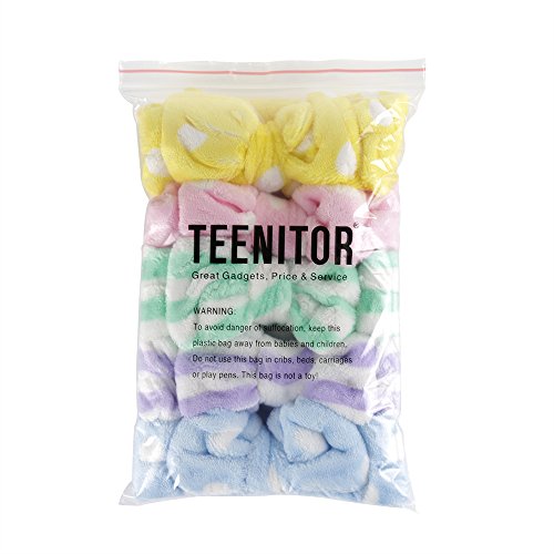 Teenitor Bow HeadBands, Women Headbands for Makeup Cosmetic Facial Shower Spa Elastic Hair Band Hairlace Headband for Baby girls Yellow Blue Green Purple Pink, 5pcs