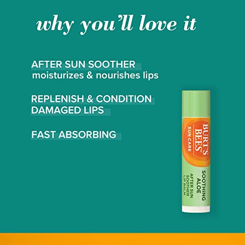 Burt's Bees SPF Lip Balms - 3 Pack Includes SPF 30 Tinted Lip Balms (2) & Soothing Aloe Lip Balm (1) with Aloe Vera, Coconut Oil & Shea Butter to Moisturize Dry Lips & After Sun Care