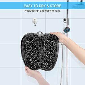 BESKAR Larger Shower Foot Scrubber Mat with Non-Slip Suction Cups- Cleans, Smooths, Exfoliates & Massages your Feet Without Bending, Improve Foot Circulation & Soothes Tired Feet- Black