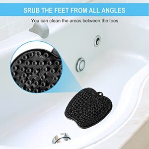 BESKAR Larger Shower Foot Scrubber Mat with Non-Slip Suction Cups- Cleans, Smooths, Exfoliates & Massages your Feet Without Bending, Improve Foot Circulation & Soothes Tired Feet- Black