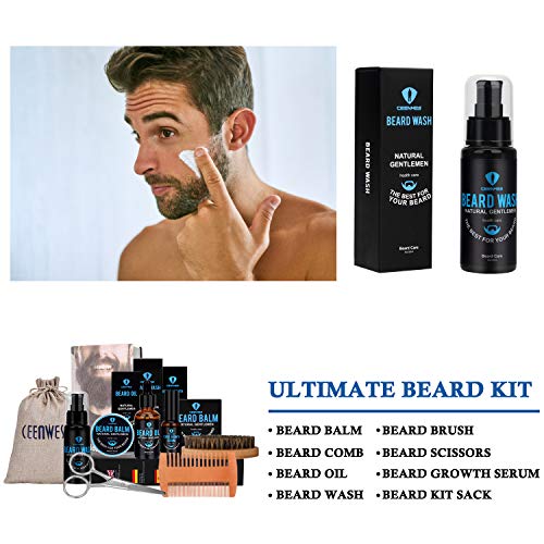 Beard Grooming Kit with Beard Oil Beard Wash Beard Balm Beard Growth Serum Unique Gifts Beard Growth Kit for Boyfriend