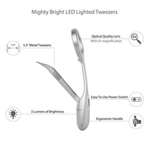 Mighty Bright 88112 Lighted Tweezers, Silver