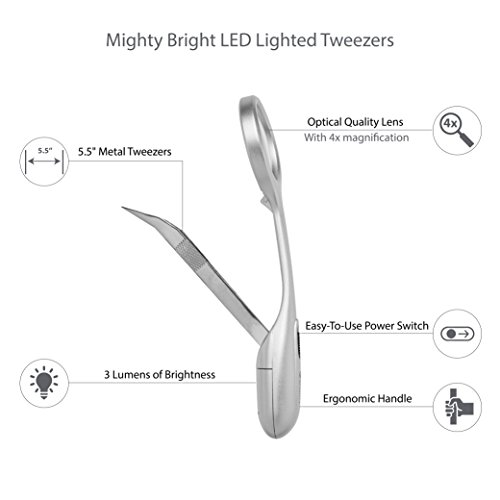 Mighty Bright 88112 Lighted Tweezers, Silver