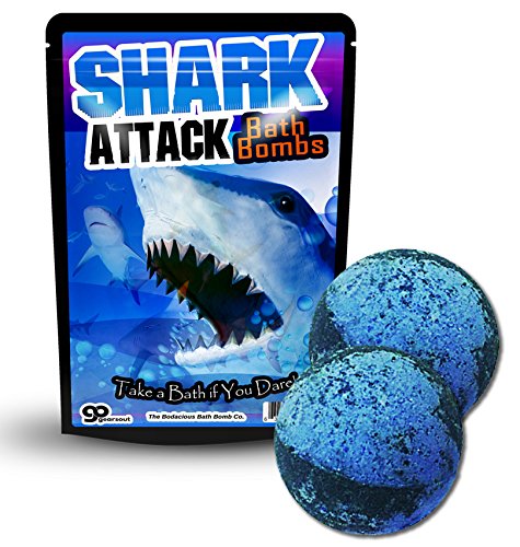 Shark Attack Bath Bombs - Cool Bath Bombs for Kids - Fun Bath Fizzers for Boys - XL Black and Blue Bath Bombs