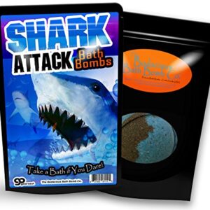 Shark Attack Bath Bombs - Cool Bath Bombs for Kids - Fun Bath Fizzers for Boys - XL Black and Blue Bath Bombs