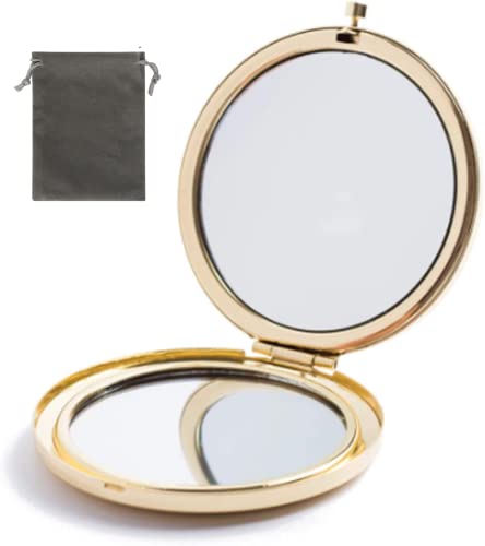 MIHAGUTY Magnifying Compact Mirror for Purses with 2 x 1x Magnification, Folding Mini Pocket Double Sided Travel Makeup Mirror, Perfect for Purse, Pocket