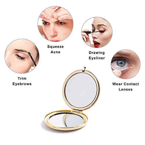 MIHAGUTY Magnifying Compact Mirror for Purses with 2 x 1x Magnification, Folding Mini Pocket Double Sided Travel Makeup Mirror, Perfect for Purse, Pocket