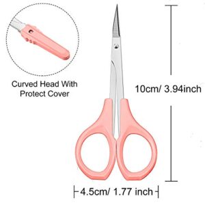 2 Pack Curved Craft Scissors Small Scissors Beauty Eyebrow Scissors Stainless Steel Trimming Scissors for Eyebrow Eyelash Extensions, Facial Nose Hair (4 Inch)