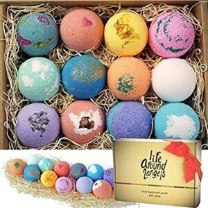 lifearound2angels bath bombs gift set 12 usa made fizzies, shea & coco butter dry skin moisturize, perfect for bubble & spa bath. handmade birthday mothers day gifts idea for her/him, wife, girlfriend