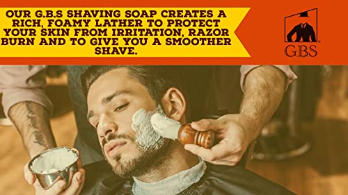 GBS Men's Sandalwood Shaving Soap 97% All Natural Enriched With Shea Butter and Glycerin, Creates Rich Lather Form, 3 Oz Pack of 1(1 Sandalwood Round Shaving Soap)