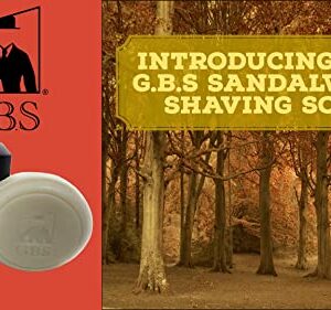 GBS Men's Sandalwood Shaving Soap 97% All Natural Enriched With Shea Butter and Glycerin, Creates Rich Lather Form, 3 Oz Pack of 1(1 Sandalwood Round Shaving Soap)