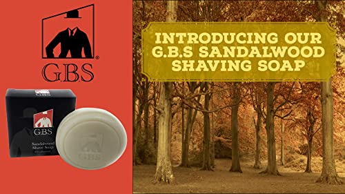 GBS Men's Sandalwood Shaving Soap 97% All Natural Enriched With Shea Butter and Glycerin, Creates Rich Lather Form, 3 Oz Pack of 1(1 Sandalwood Round Shaving Soap)