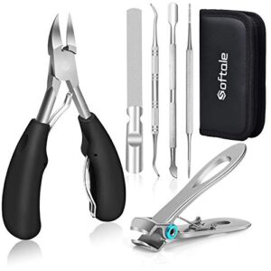 toenail clippers for thick nails, large nail clippers for thick & ingrown toenails podiatrist toenail clippers kits stainless steel super sharp curved blade grooming nail tool for man & women