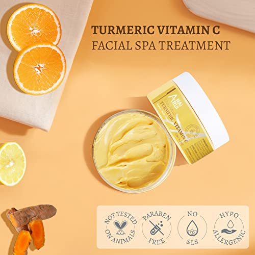 ANAIRUI Turmeric Vitamin C Clay Mask for Dark Spots, Vitamin C Clay Facial Mask for Blackheads, Pores, Wrinkles, Fine Lines, Hydrating, Clarifying, Cleansing Skincare Mask, 4.23 OZ