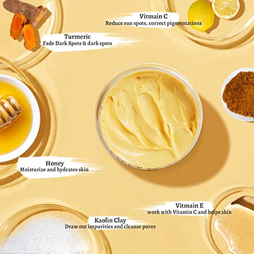 ANAIRUI Turmeric Vitamin C Clay Mask for Dark Spots, Vitamin C Clay Facial Mask for Blackheads, Pores, Wrinkles, Fine Lines, Hydrating, Clarifying, Cleansing Skincare Mask, 4.23 OZ