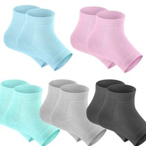 selizo 5 pairs moisturizing gel heel socks open toe socks for dry hard cracked heels, 5 colors