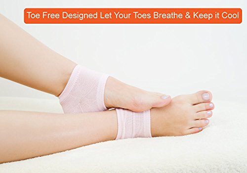 Selizo 5 Pairs Moisturizing Gel Heel Socks Open Toe Socks for Dry Hard Cracked Heels, 5 Colors