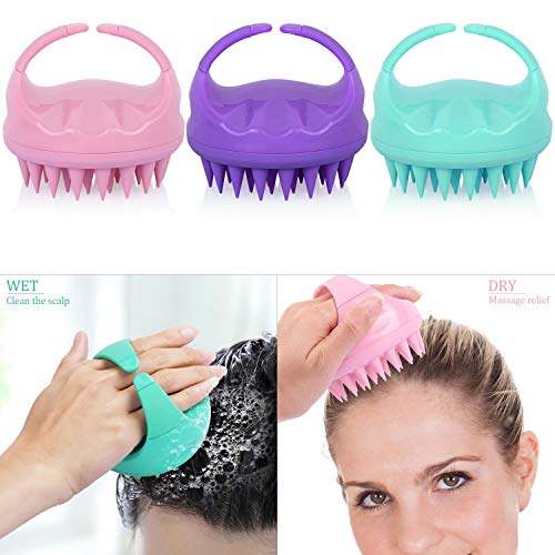 3 Pieces Hair Scalp Massager Shampoo Brush Silicone Head Washer Brush Handheld Shower Scalp Scrubber Cleansing Brush for Removing Dandruff