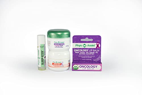 PhysAssist - Comfort kit for Chemo & Radio Patient The Gift of Love, Faith & Support. 2-1.5 oz face and body cream plus lip balm & roll-on