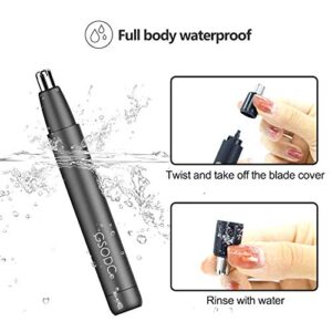 GSODC Electric Nose and Ear Hair Trimmer for Men Eyebrow Facial Hair Trimmer for Women Battery-Powered Waterproof Easy to Clean Black