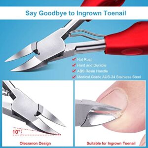 Orelex Toenail Clippers for Seniors Thick Toenails, Toe Nail Clippers Set for Ingrown Toenail, Men and Adults, Professional, Super Sharp Curved Blade Grooming Tool, Predicure,